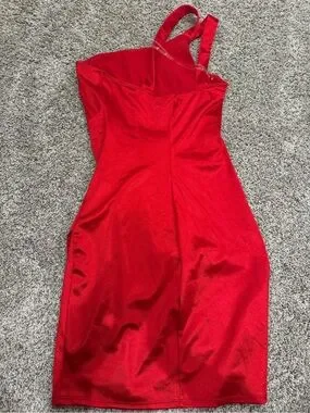 Dillards | Dresses | Red Oneshoulder Satin Mini Dress | Poshmark